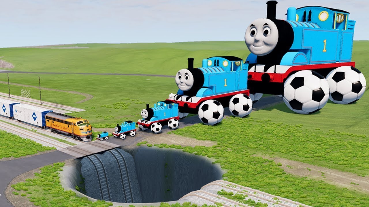 Big & Small Thomas the Tank Engine with Ball Whels vs Trains vs Gant ...