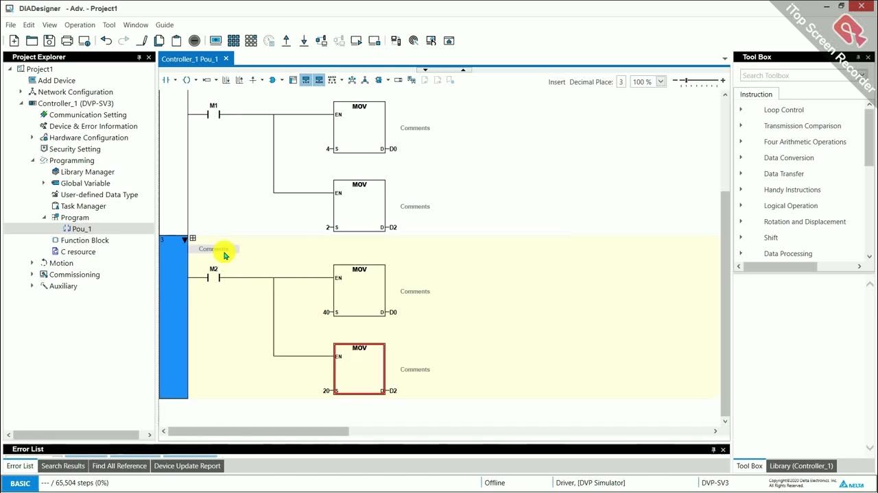 DELTA PLC DIADESIGNER [ DECODING BIT (DECO) INSTRUCTION ] PROGRAMMING - YouTube