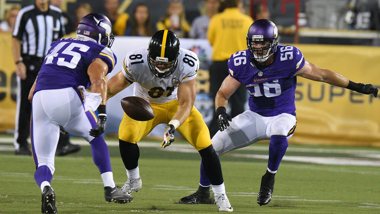 Vikings and Steelers back-to-back interceptions in Hall of Fame game - YouTube