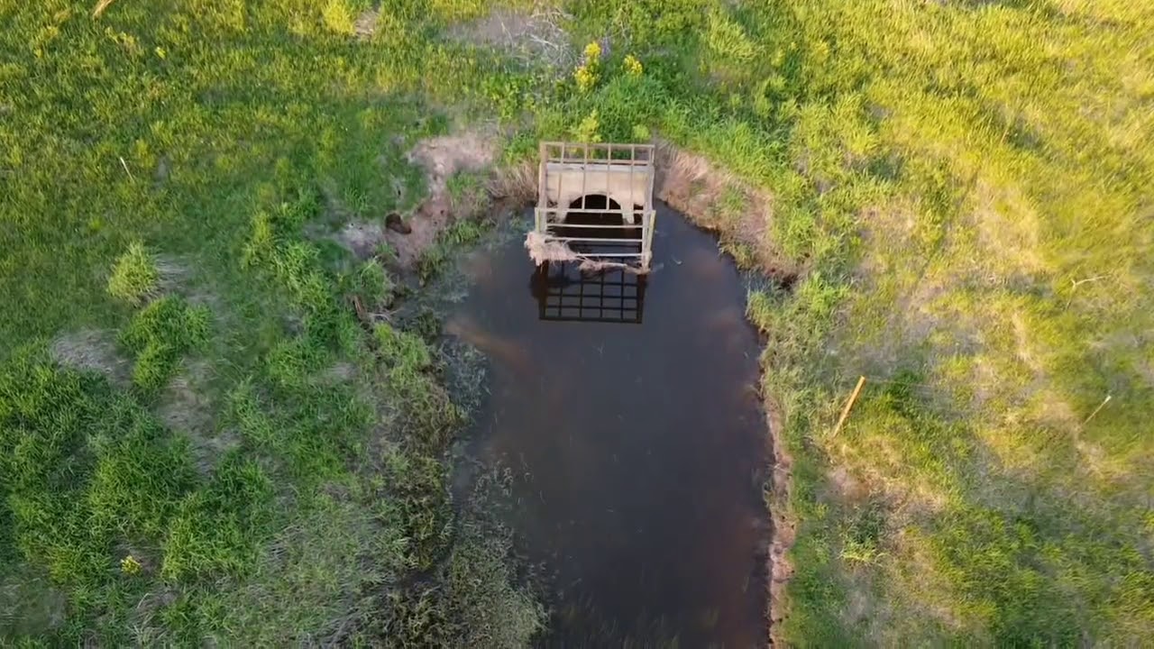 Holes in Earthen Dam both sides of culvert - YouTube