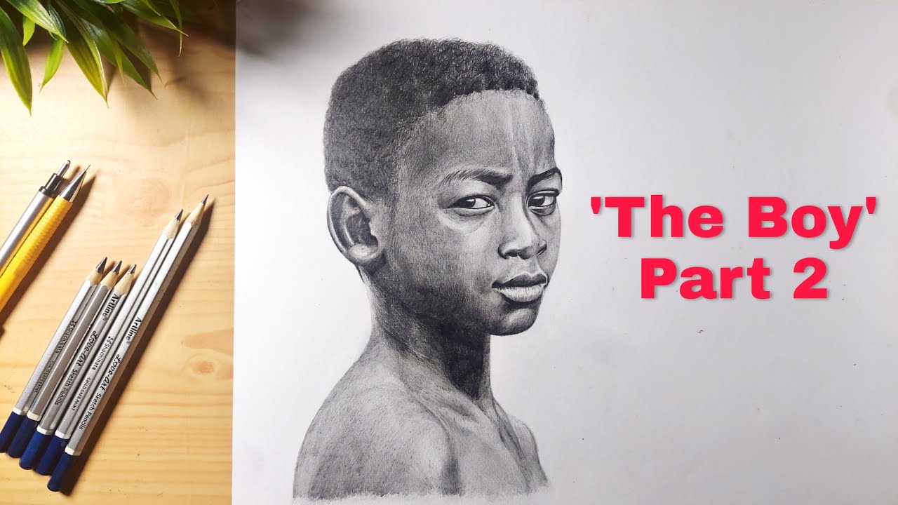 Graphite drawing tutorial 'The Boy' part 2 - YouTube