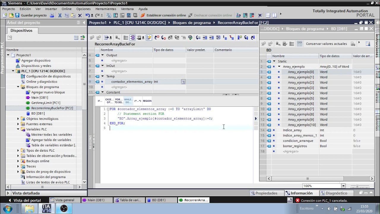Arrays en TIA Portal: Borrar registros con bucle FOR y SCL (Vídeo 4 ...