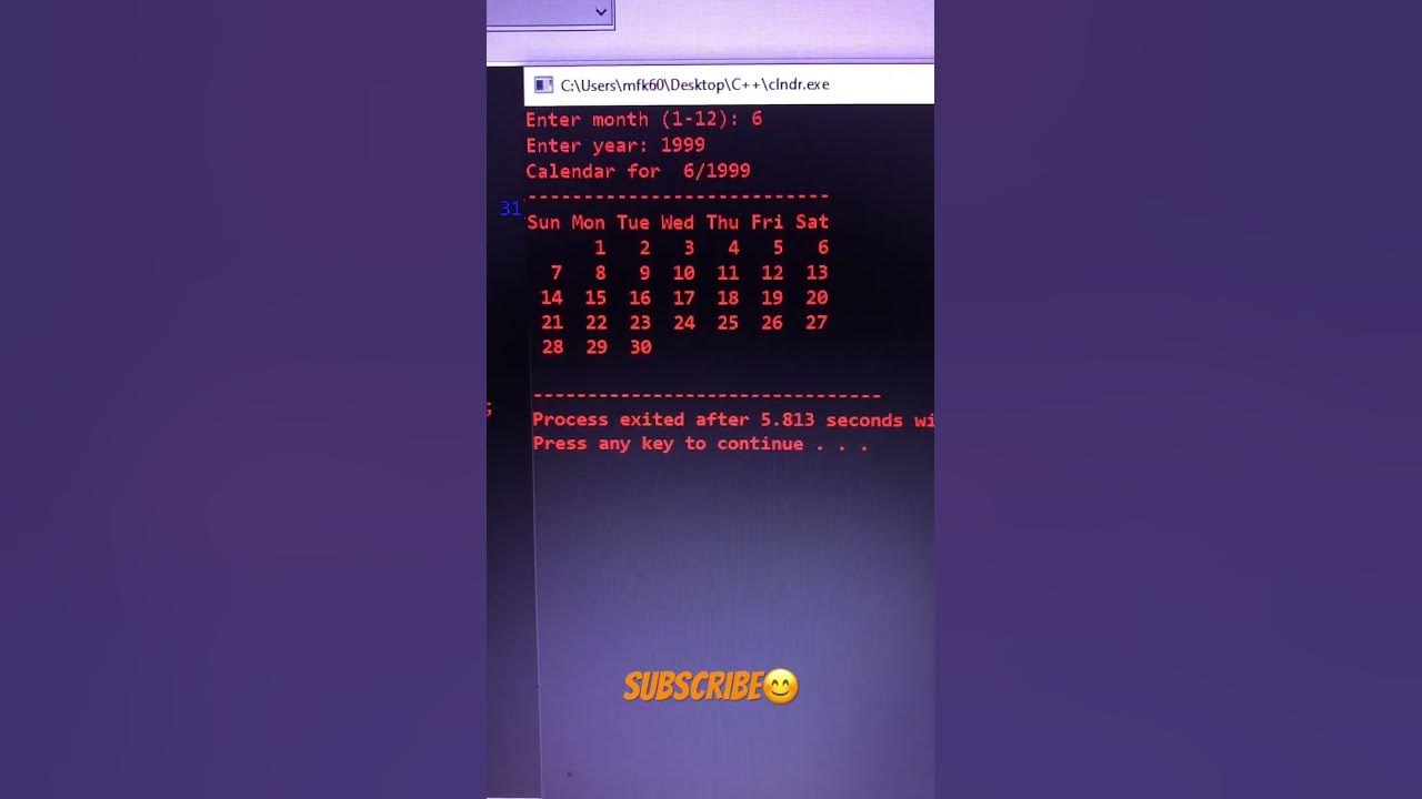 Calendar Year Ide Dev C Cppprogramming Youtube