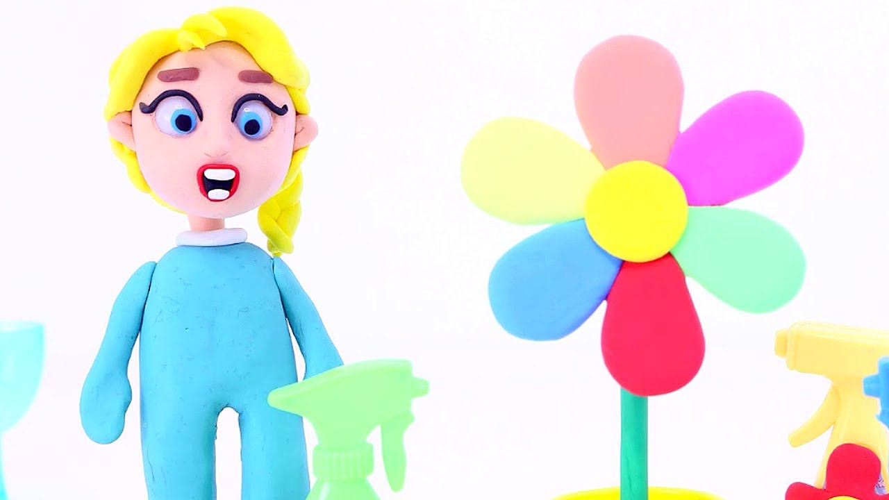 DibusYmas Flowers 💕 Superhero Play Doh Stop motion cartoons - YouTube