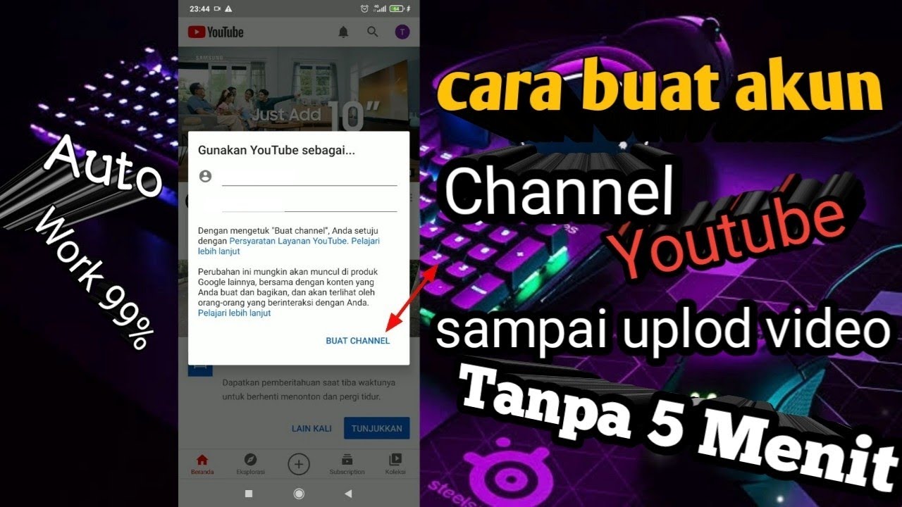 Cara membuat akun channel YOUTUBE!!! paling MUDAH - sampai unggah video ...