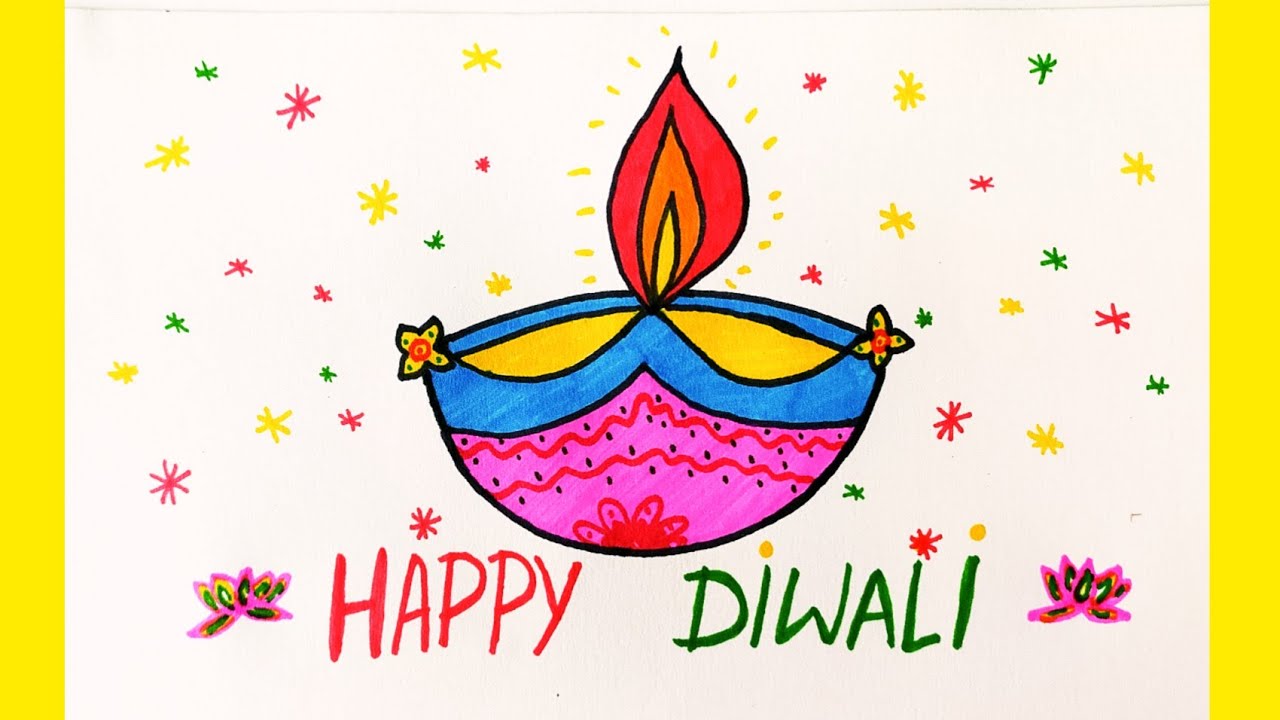how to draw simple diya easy / diwali drawing for buignners / artist ...