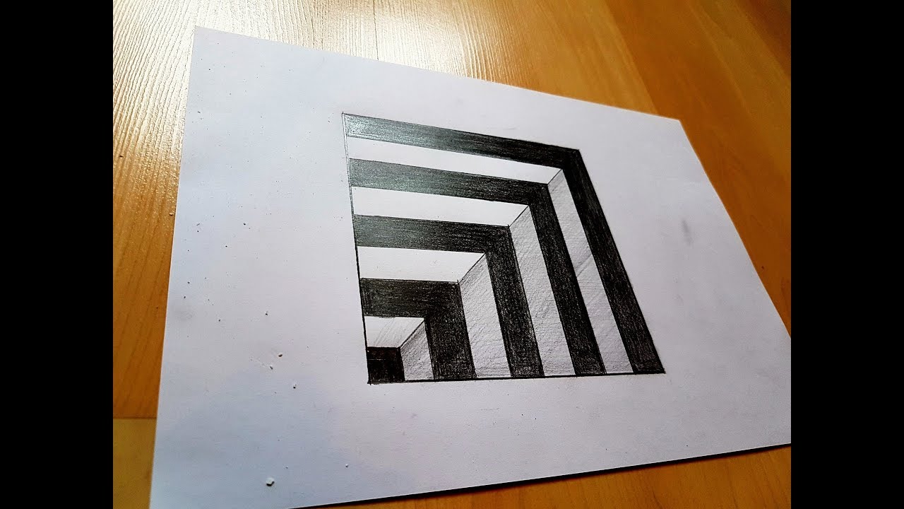 3D SQUARE HOLE DRAWING, ART TRICK FOR KIDS - YouTube