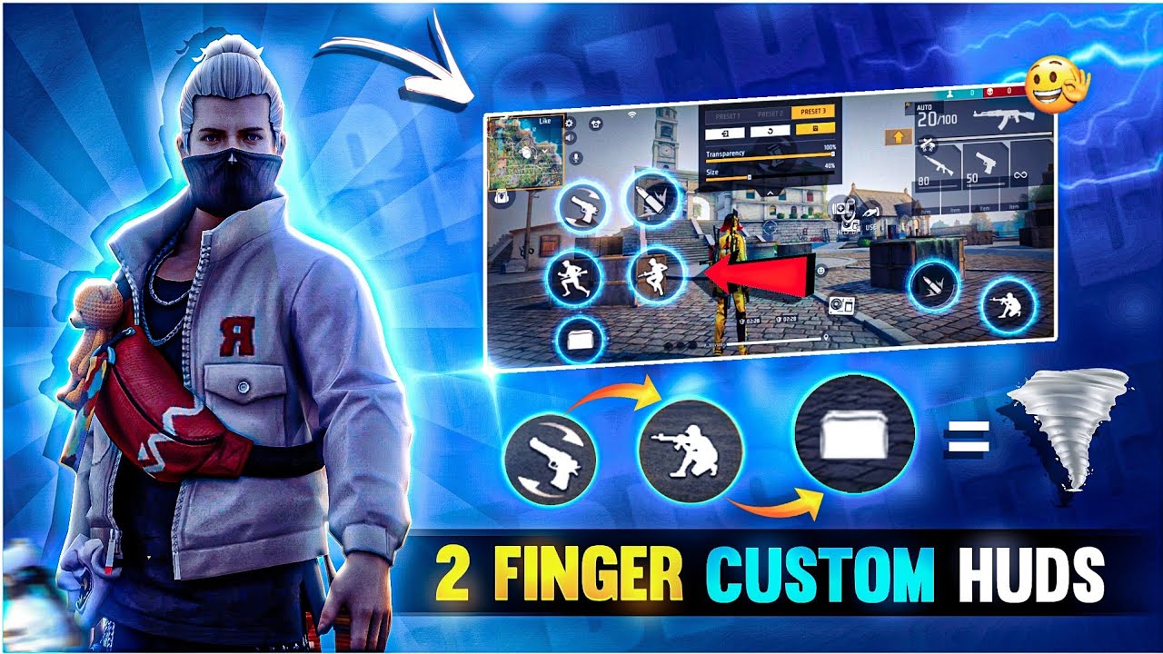 Top 7 Best 2 Finger Fastest Custom Hud Free Fire 🔥 {One tap+Movment}😯 ...