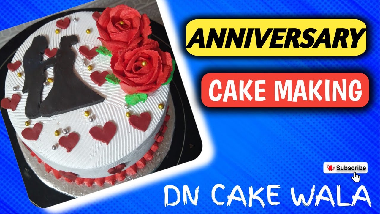 anniversary cake design making | couple theme cake making | flower cake ...