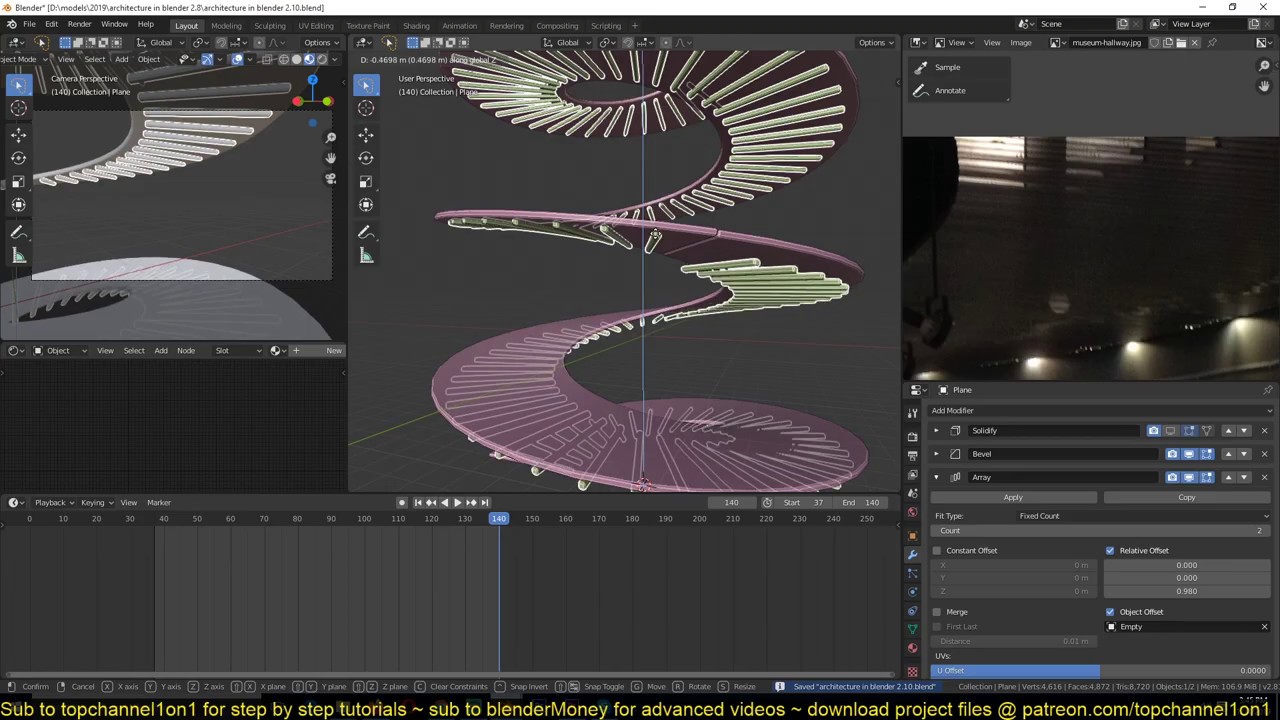 architecture in blender spiral looping corridor in blender 2.8 part 5 ...