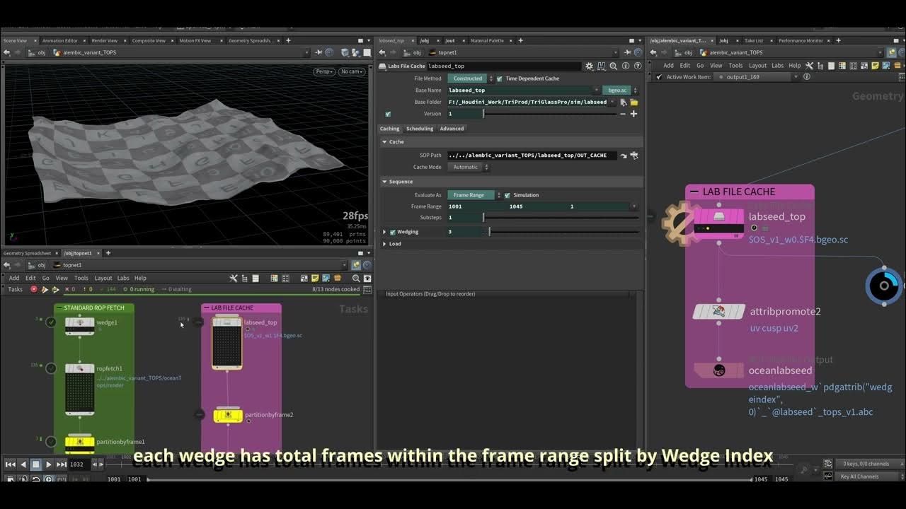Houdini Use TOPs To Wedge Change of Animation And Export Each Wedge To Single Alembic Cache File ...