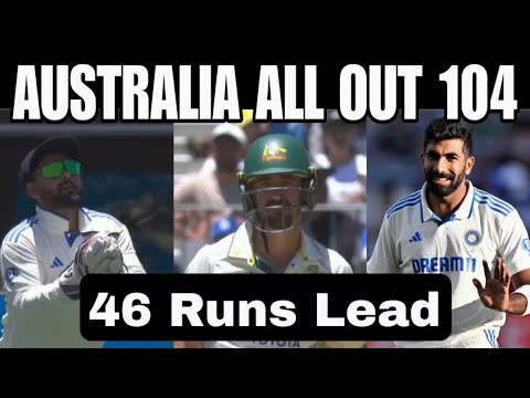australia all out on 104 india lead by 46 run day 2 highlights - YouTube