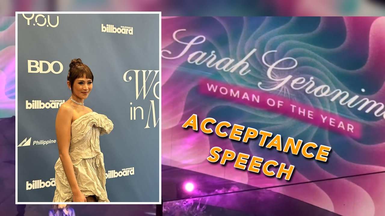 Billboard PH Woman Of The Year : Sarah Geronimo Acceptance Speech - YouTube