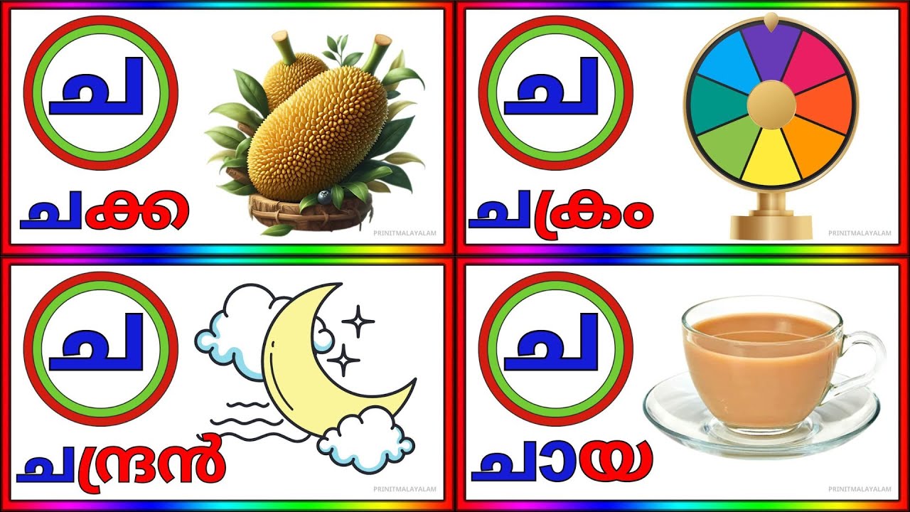 മലയാളം വ്യഞ്ജനാക്ഷരങ്ങൾ ച യിൽ തുടങ്ങും വാക്കുകൾ/cha words malayalam ...