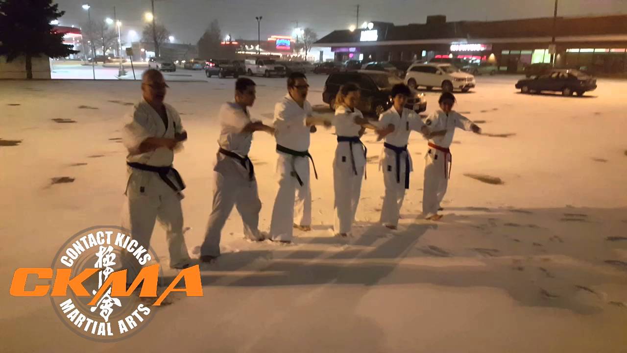 Karate kyokushin training in the snow , Toronto Canada - YouTube