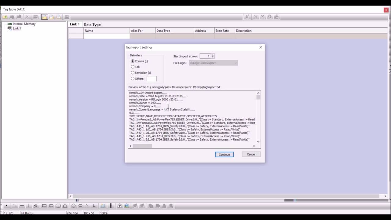 How to import Ethernet IP Tags from RSLogix to iView Developer - YouTube