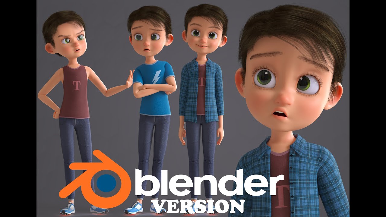 CARTOON CUTE BOY (BLENDER VERSION) - YouTube