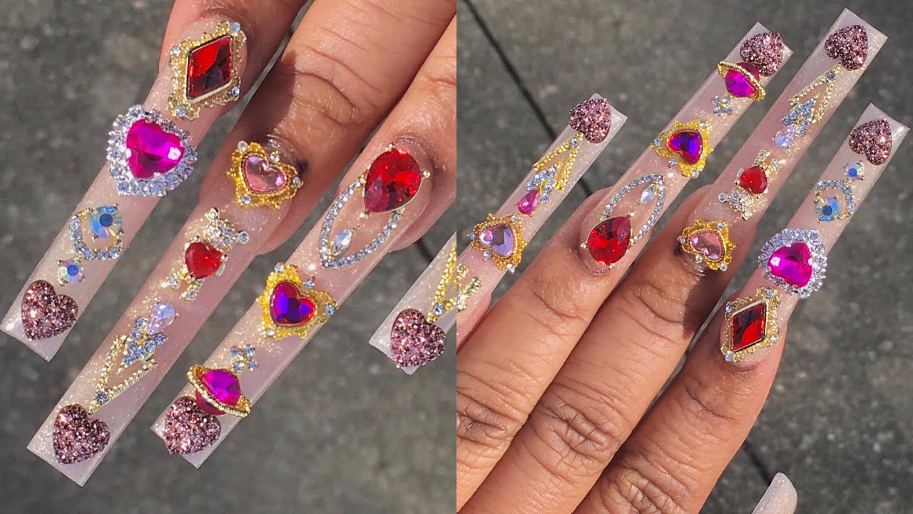 FULL CHARM NAILS 💖 | ACRYLIC NAIL TUTORIAL - YouTube