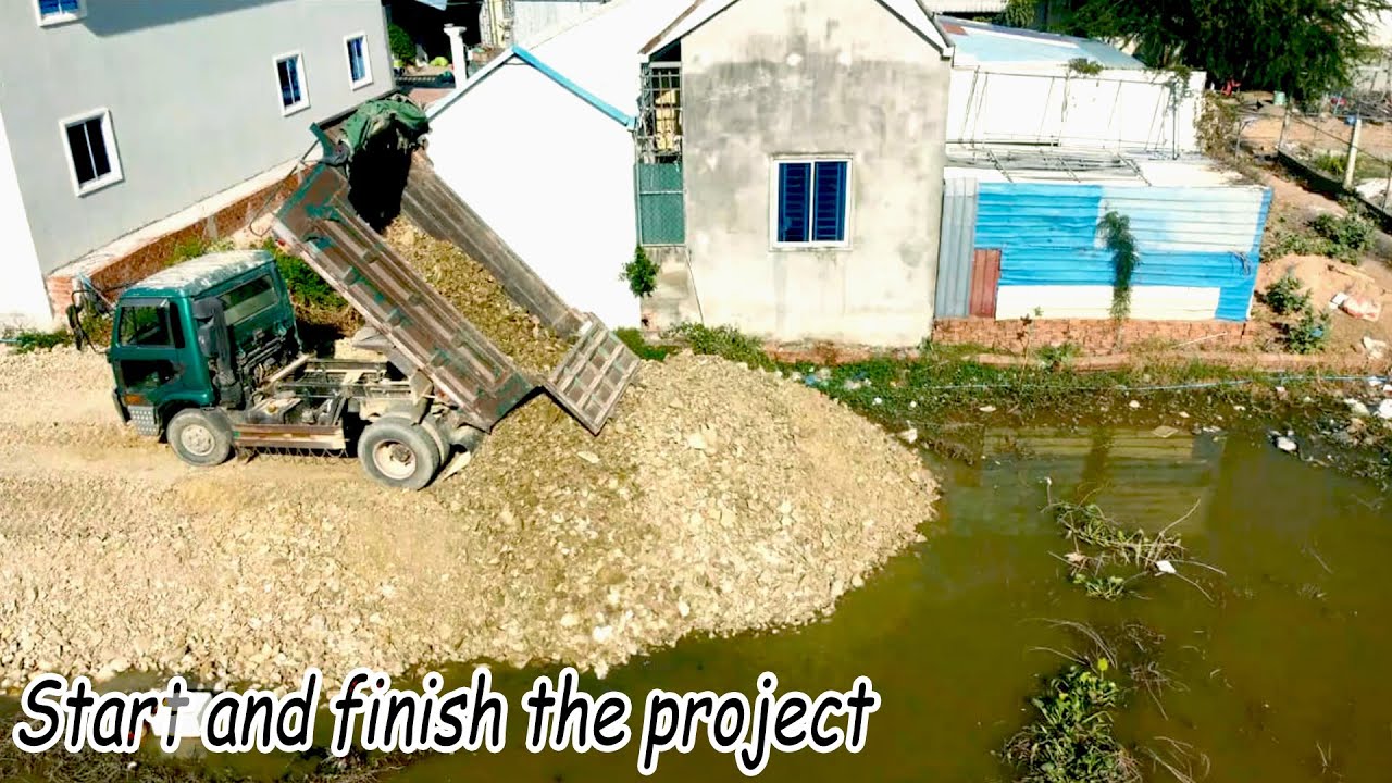 Unbelievable !! Project Building Road on Water using stone operated by ...