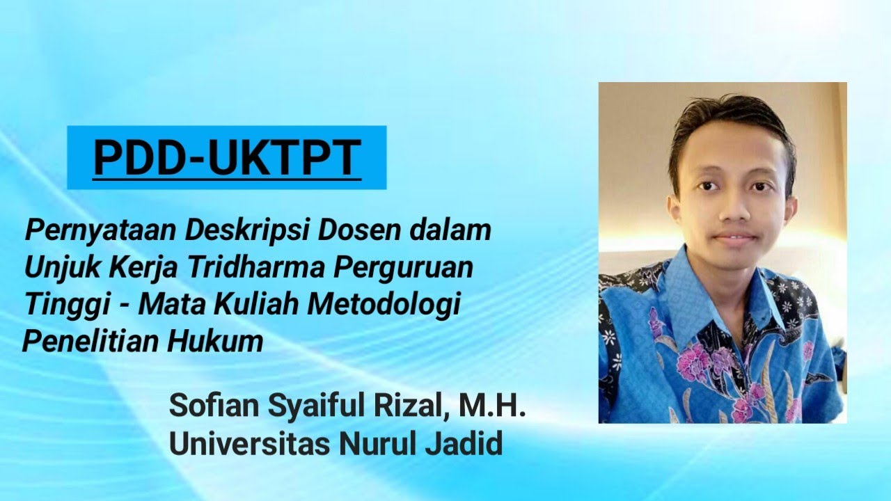 PDD-UKTPT Bidang Pengajaran | Sofian Syaiful Rizal | Universitas Nurul ...