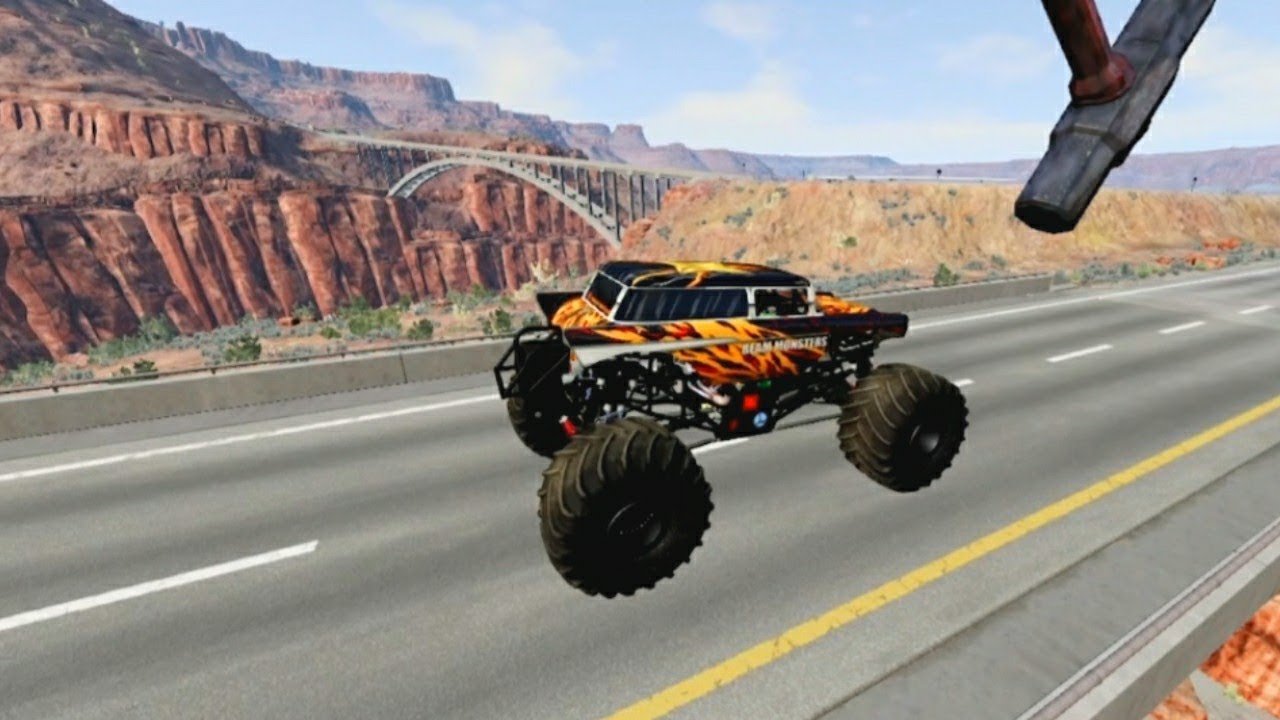 Big Monster Truck vs Hammer || BeamNG.Drive - YouTube