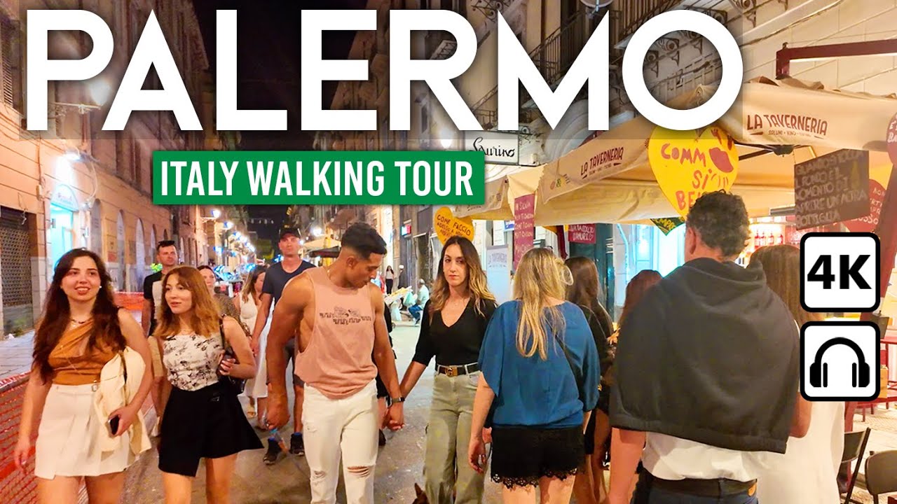PALERMO, Sicily 🇮🇹 Nightlife In A Summer Dream City, 4K Walking Tour 🍹 ...