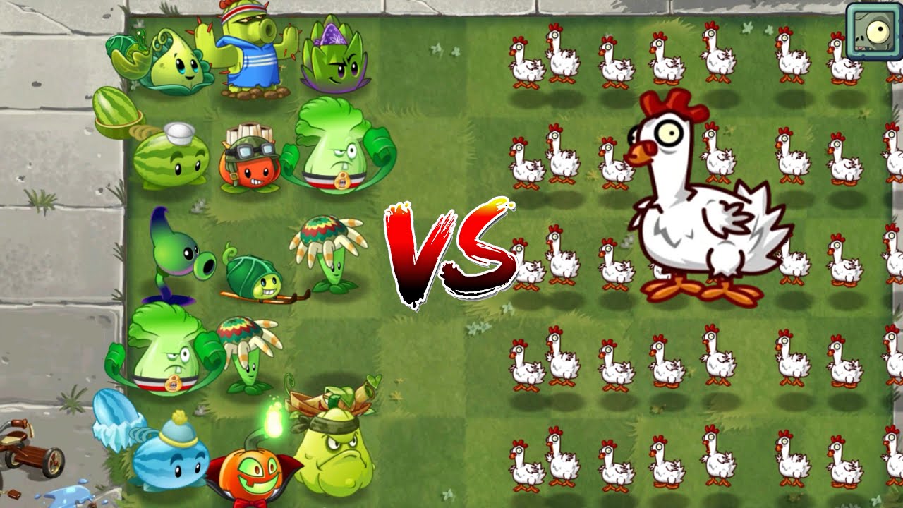 PVZ 2 - Random 5 Plants Team Vs Chicken Zombies - Who will Win ? - YouTube