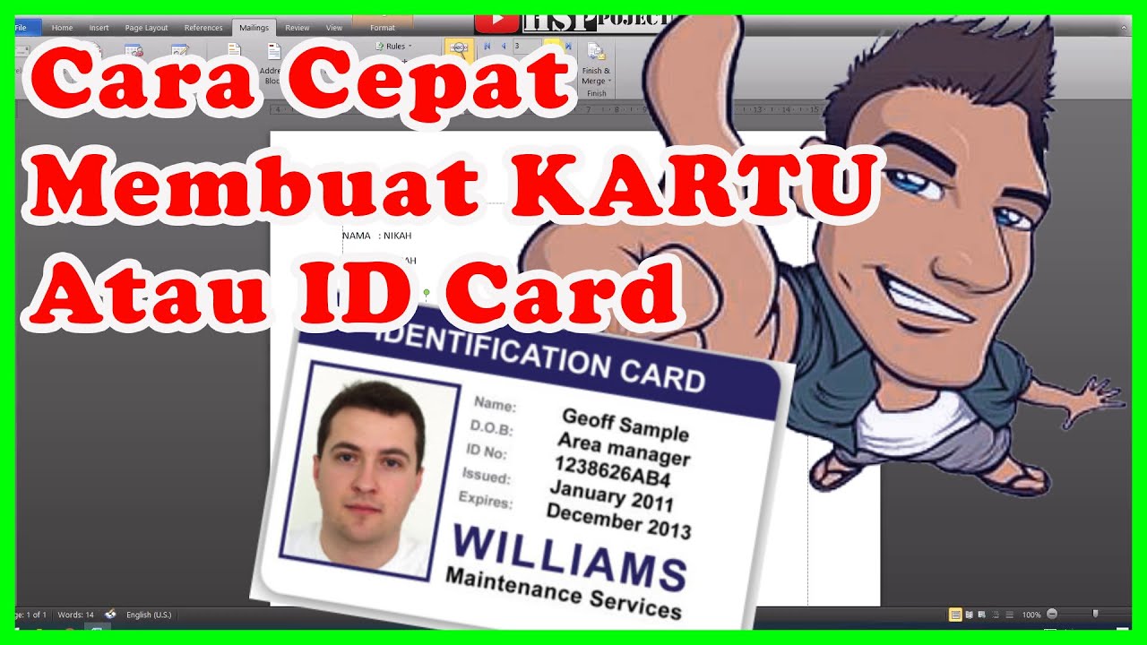 Cara membuat kartu atau ID Card - YouTube