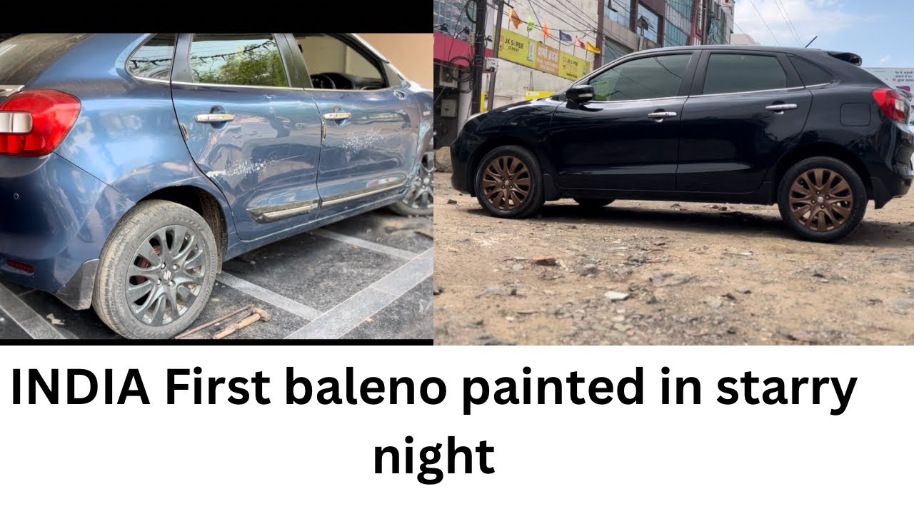 India first baleno painted in starry night - YouTube