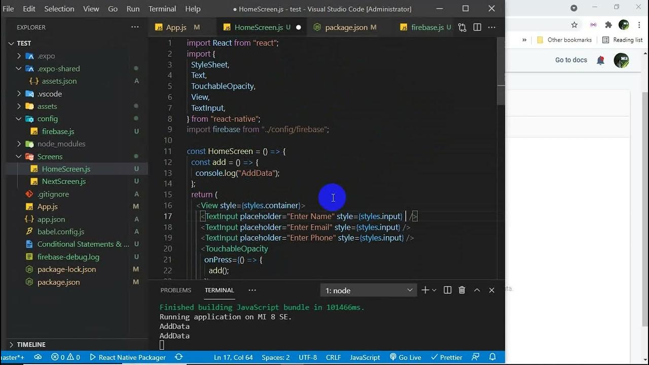 React Native For Beginner ReactNative101 Part63 TextInput useState Firestore SetNewData - YouTube