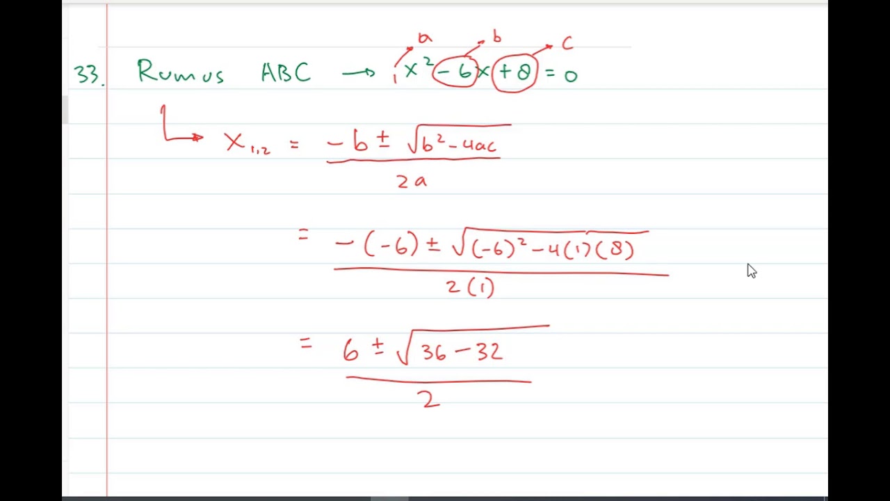 33. rumus abc himpunan penyelesaian persamaan kuadrat - matematika ...