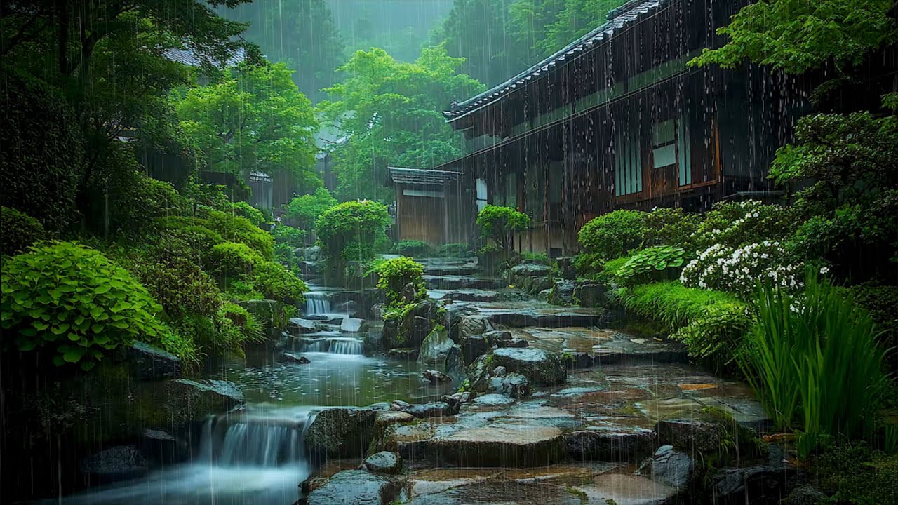 Indulge In The Symphony of Rain & Waterflow in Japanese Village 🍀 Bask In The Gentle Embrace of ...