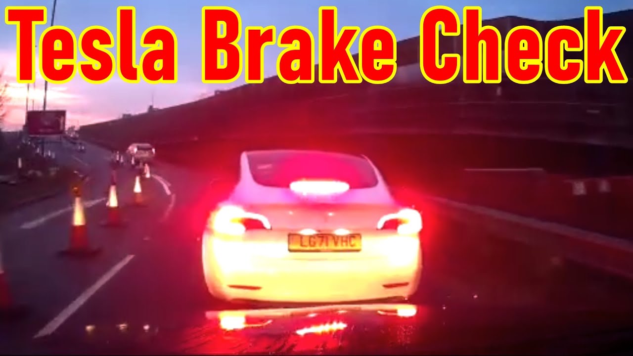Tesla Brake Check — UNITED KINGDOM | Caught On Dashcam | Close Call ...