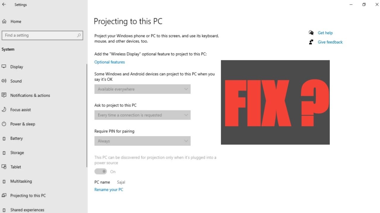 How To Fix "Projecting to This PC" Feature Disabled Problem in Windows ...