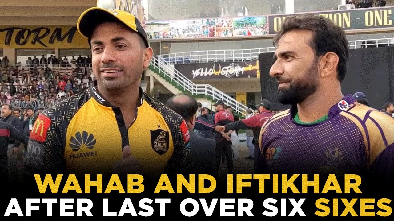 Wahab and Iftikhar enjoy the 𝐬𝐢𝐱 𝐬𝐢𝐱𝐞𝐬 in a #SpiritOfCricket moment 🤝 ...