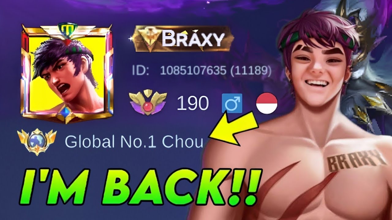 BRAXY CHOU IS BACK! | TOP 1 GLOBAL CHOU ROTATION - MLBB - YouTube