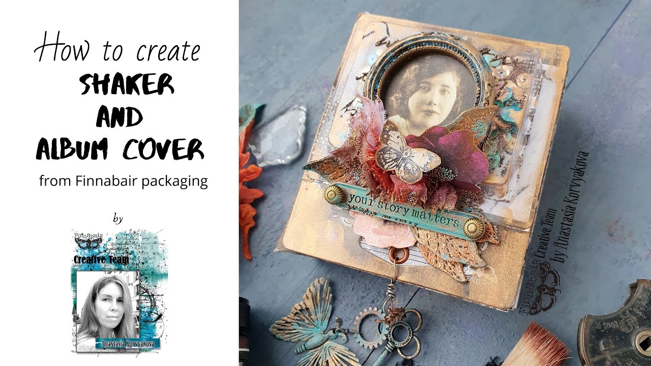 Mixed media album cover-shaker from Finnabair packaging Video Tutorial ...