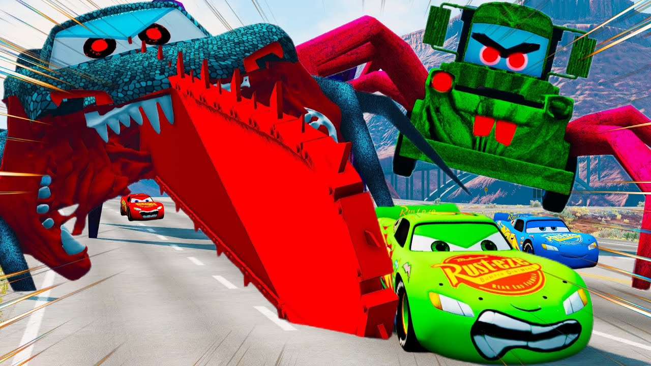 Lightning McQueen vs Giant Spider Monsters in Beamng Drive - YouTube