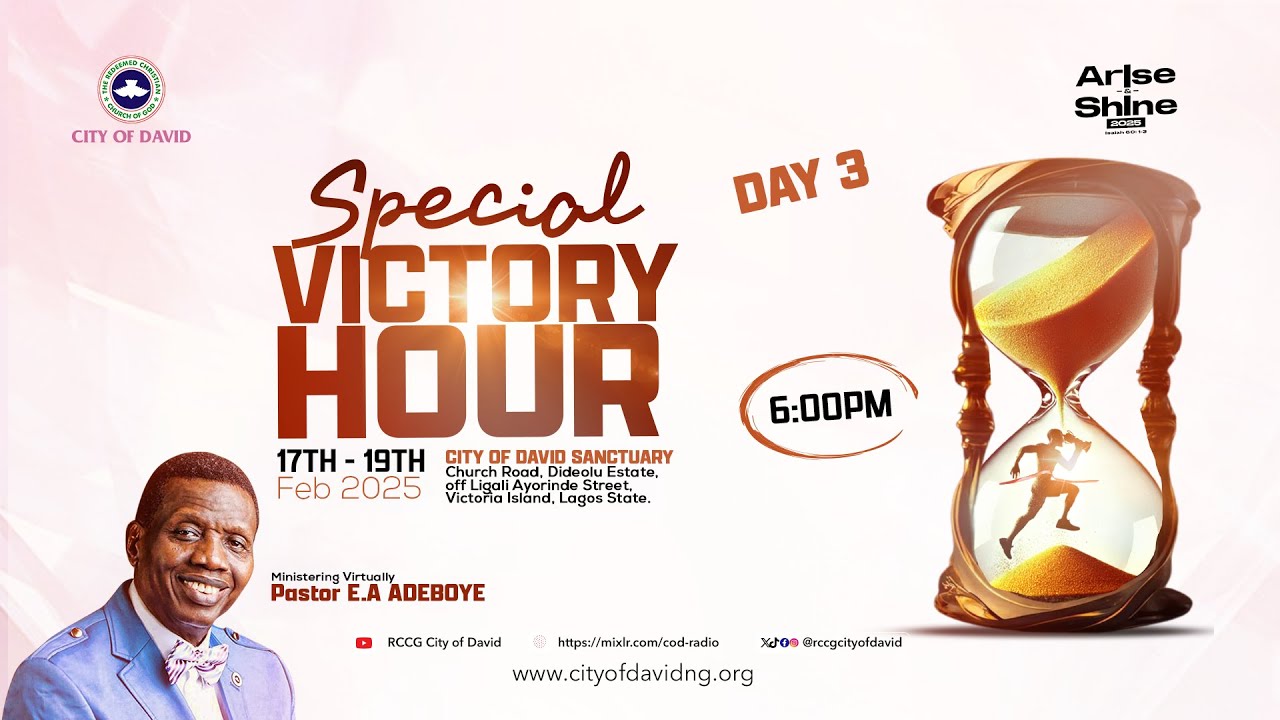 Special Victory Hour with Pastor E.A Adeboye - Day 3 || 19.02.2025 | 5:30pm WAT - YouTube