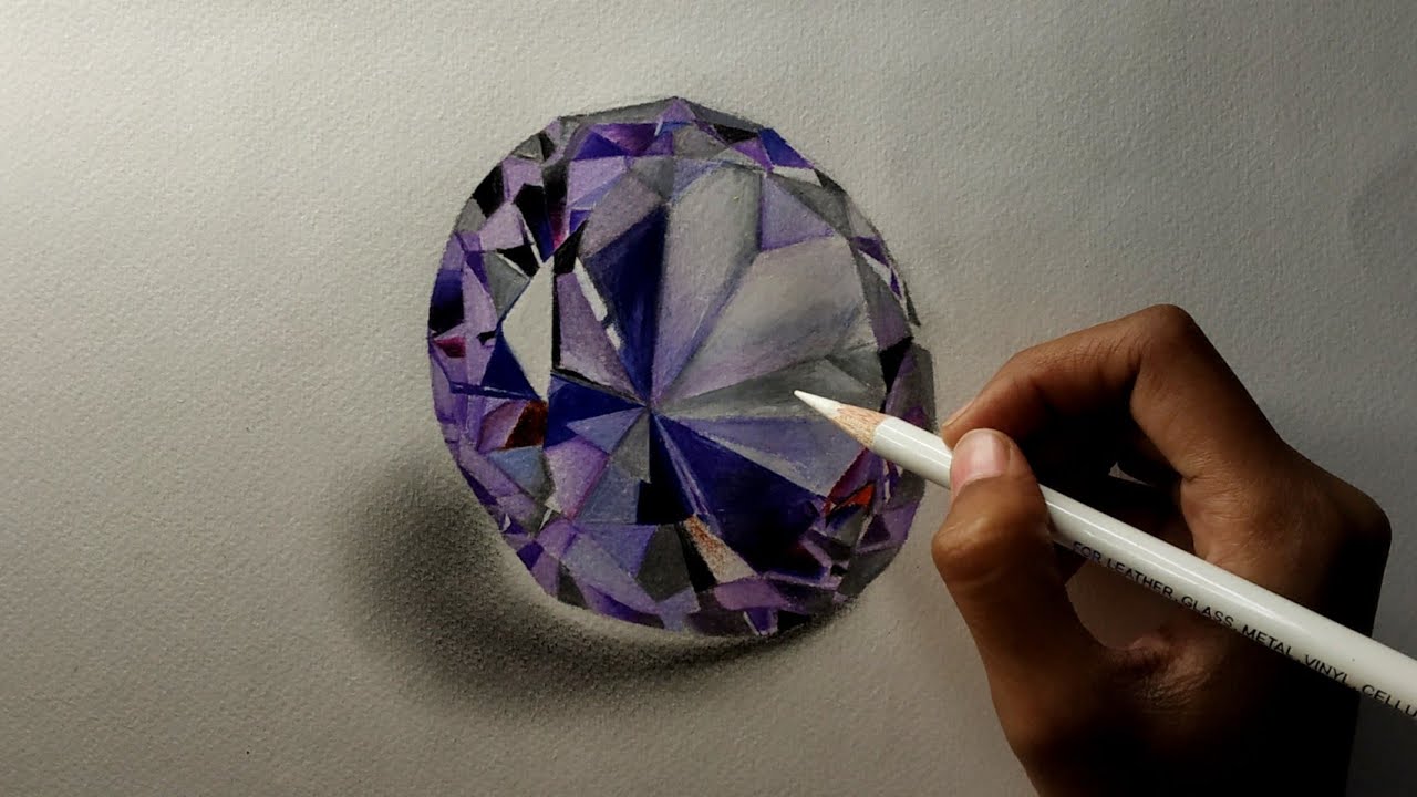 How to draw Diamond/Hyper realistic diamond drawing - YouTube
