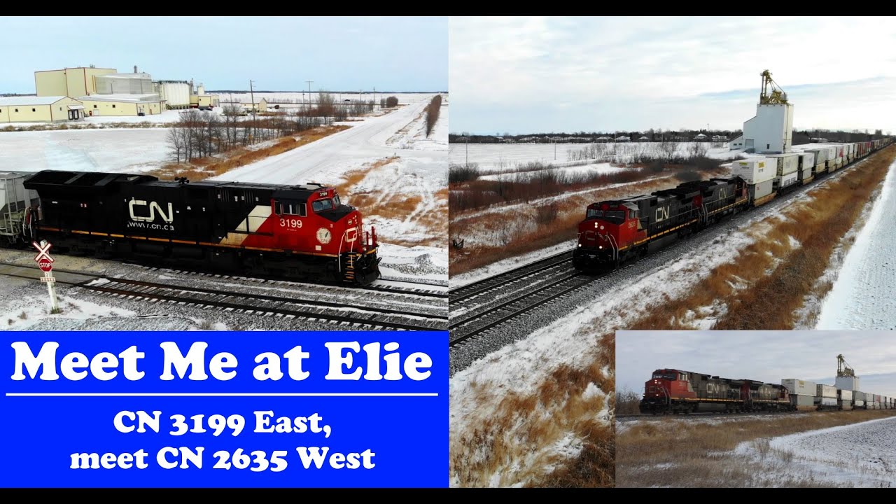 CN 3199 East meets CN 2635 West at Elie - Drone Video - YouTube