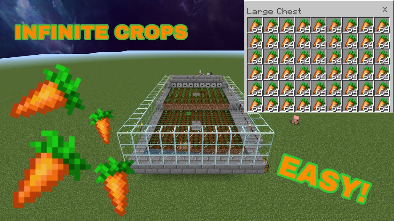 SIMPLE SEMI AUTOMATIC CROPS FARM MINECRAFT BEDROCK 1.19 - YouTube