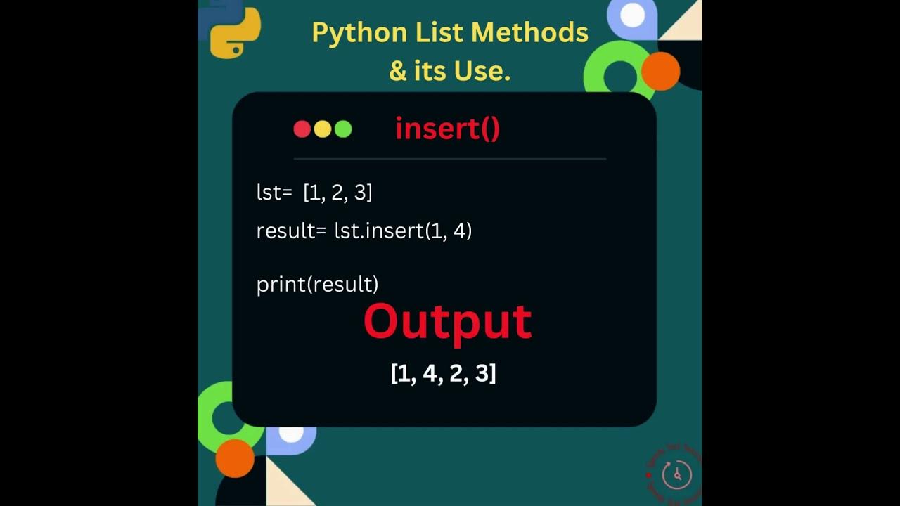 Exploring Python List Methods Insert Python Coding Interview Pythontutorial Youtube