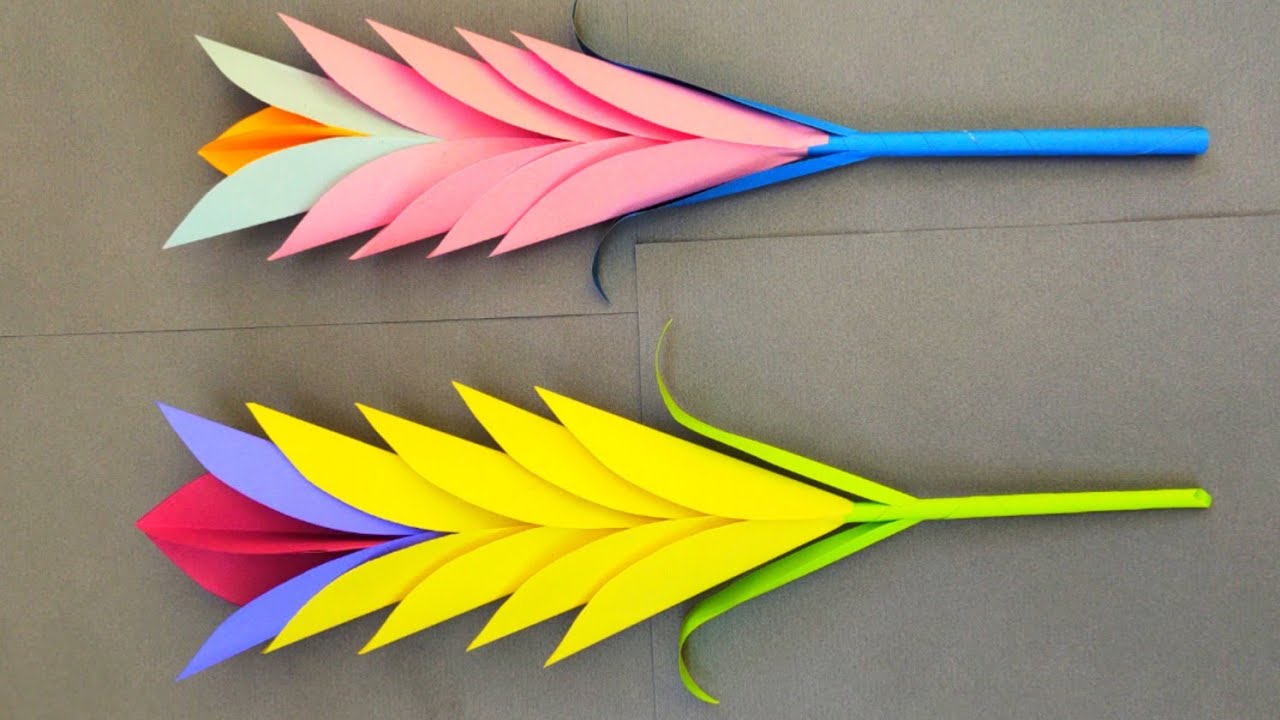 কাগজ দিয়ে ফুল। Paper stick flower. - YouTube
