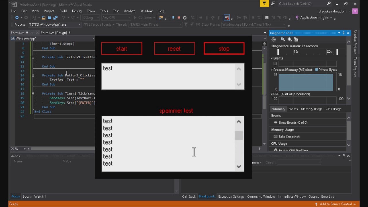 simple chat spammer in visual studio 2017 - YouTube