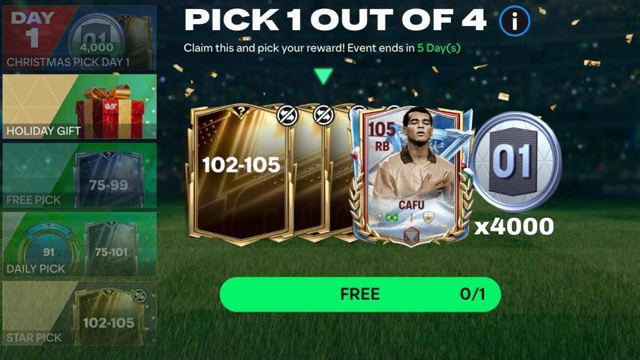 FREE EXTRA TIME HOLIDAY GIFTS IN FC MOBILE 25! NEW CHRISTMAS 102-105 ...