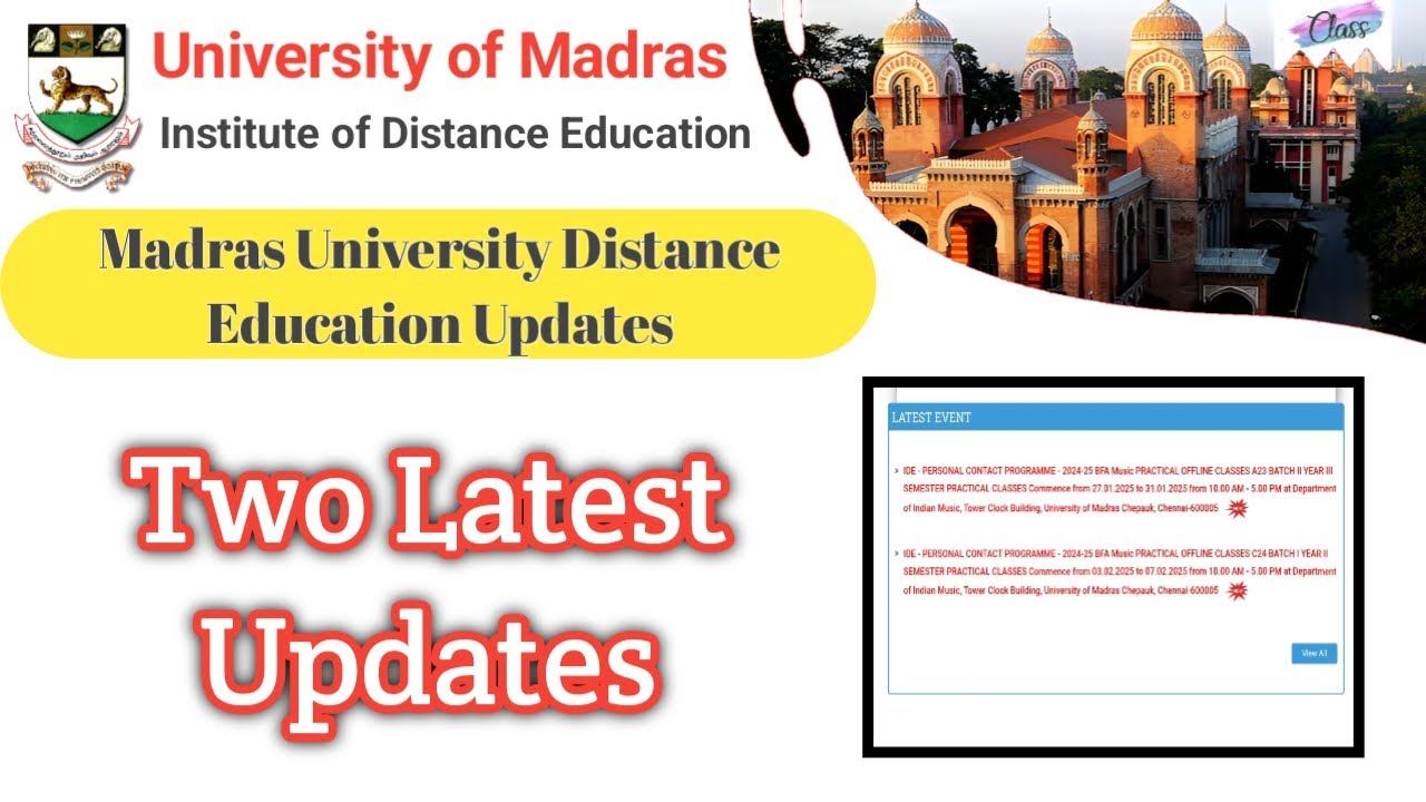 IDE Latest Updates | Madras University Distance Education Updates - YouTube
