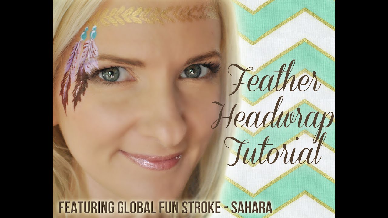 FUN! Feather & Gold Chevron Headwrap Face Painting Tutorial - YouTube