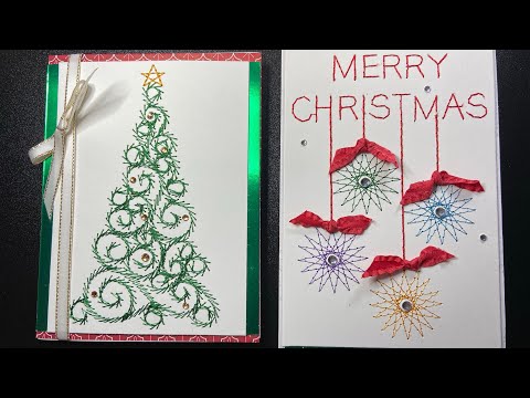 Machine Embroidery on Cardstock Christmas Card Part 1 - YouTube